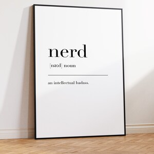 Nerd, Nerd Print, Nerd Poster, Nerd Definition, Nerd Wall Decor ...