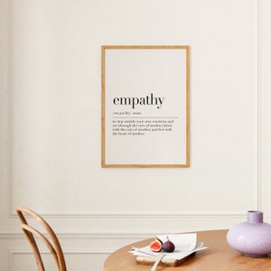 Empathy Poster, Empathy Definition Print, Empathy Wall Art, Therapist Office Print, Empathy ...