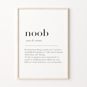 Noob, Noob Print, Noob Poster, Noob Definition, Noob Wall Decor Poster ...