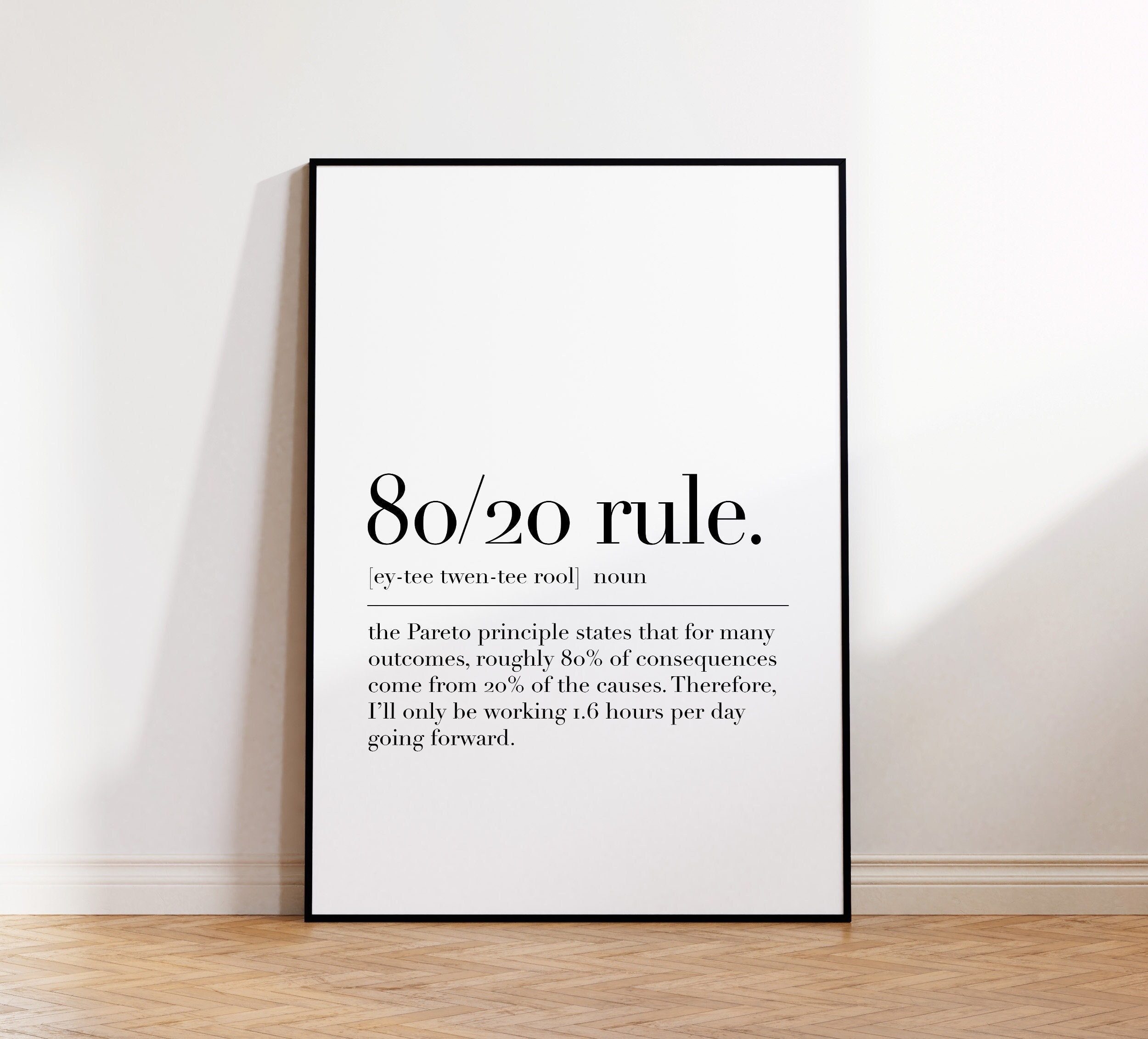 80/20 Rule Poster, 80/20 Rule Definition Print, Quote Poster, Home ...