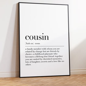 Cousin, Cousin Definition Print, Quote Print, Minimalist Print ...