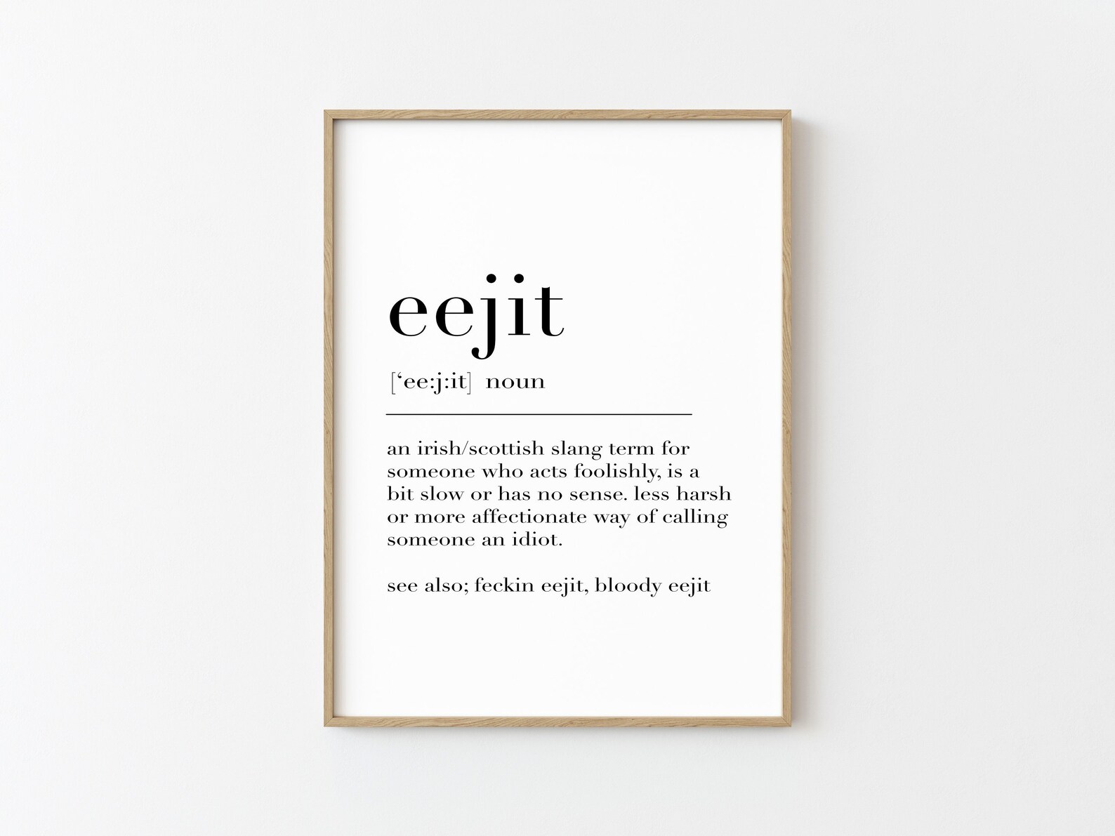 Eejit Definition Print Irish Poster Eejit Print Scottish - Etsy