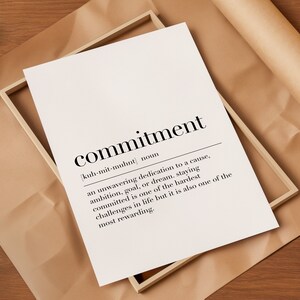 Commitment, Commitment Poster, Commitment Wall Decor, Commitment Definition Print, Quote Wall ...
