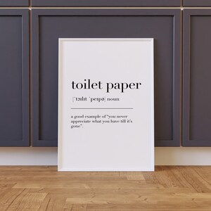 Toilet Paper Definition Print, Bathroom Wall Decor, Funny Bathroom Sign ...