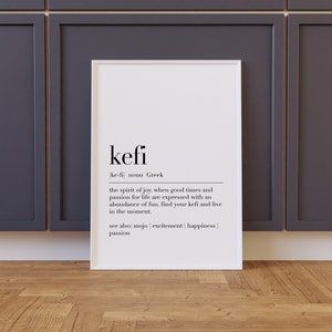 Kefi Print, Kefi Definition Poster, Kefi Quote Wall Art, Greek Decor ...