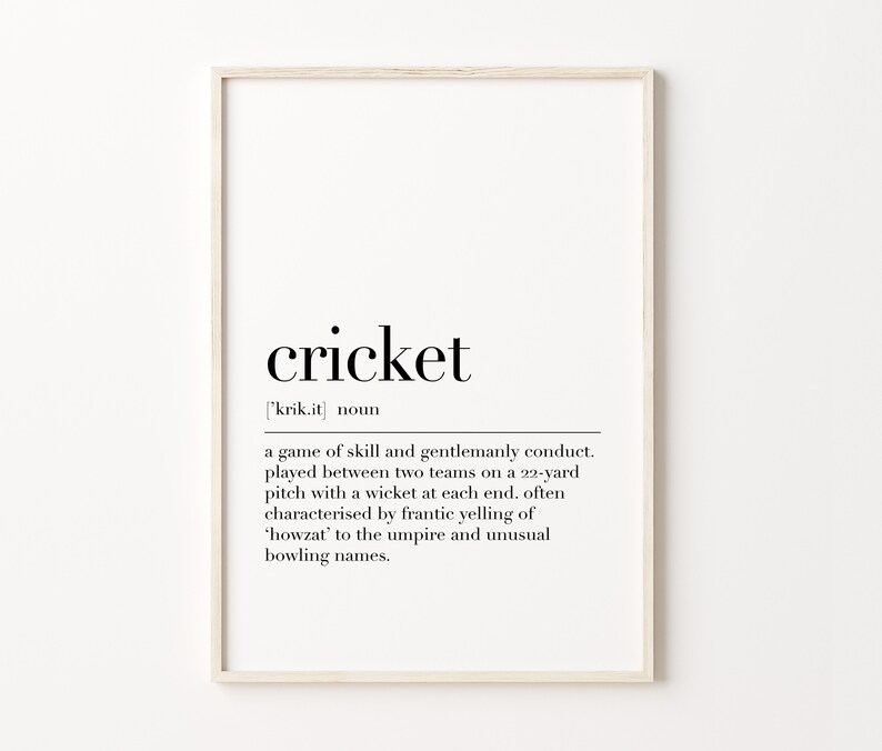 Cricket, Cricket Definition Print, Cricket Quote Wall Art, Cricket ...