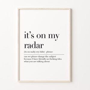 It's on My Radar, It's on My Radar Definition Print, Quote Wall Decor ...