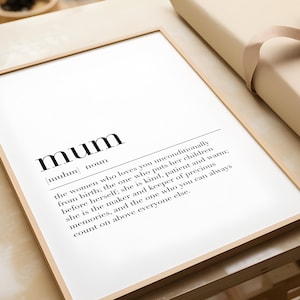 Mum Definition Print, Gifts for Mum, Mum Gifts, Mummy, Family Prints ...