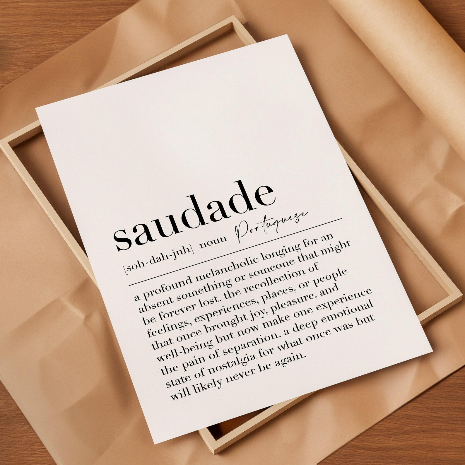 Saudade, Saudade Definition Print, Saudade Quote Print, Portuguese Home ...