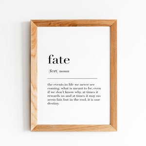 Fate Definition Print, Fate Print, Fate Poster, Fate Quote, Typography ...