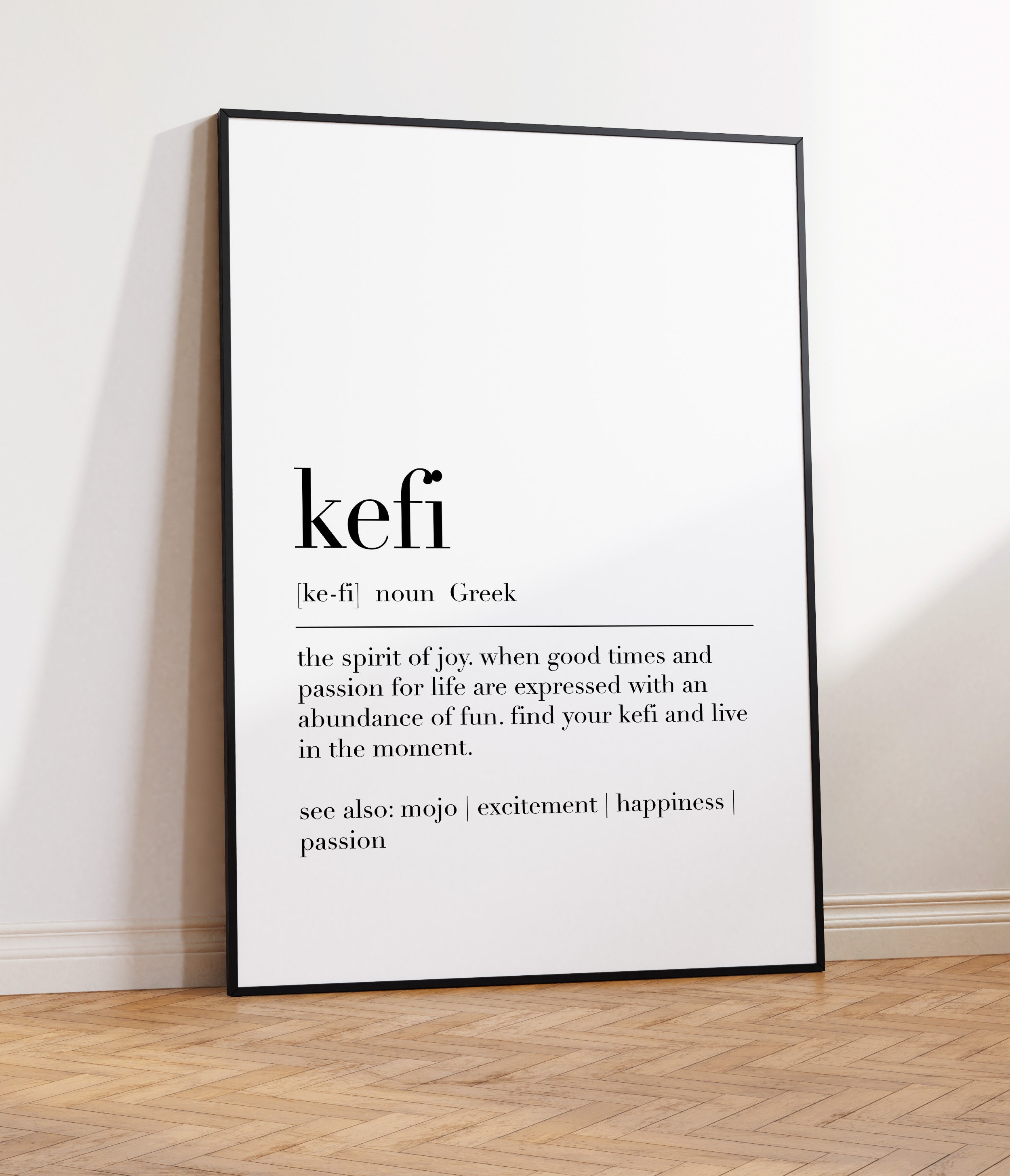 Kefi Print, Kefi Definition Poster, Kefi Quote Wall Art, Greek Decor ...