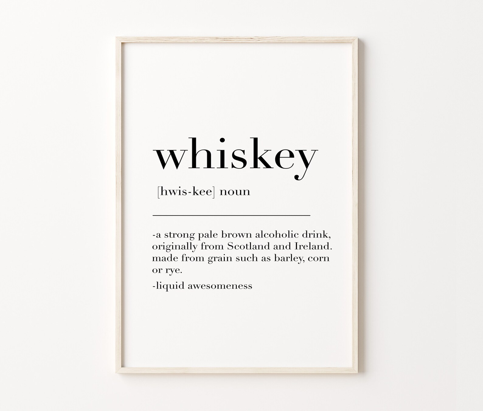Whiskey, Whiskey Print, Whiskey Sign, Whiskey Definition Print, Alcohol ...