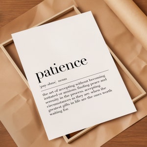 Patience Definition, Patience Poster, Patience Sing, Dictionary Poster, Patience Quote Art ...