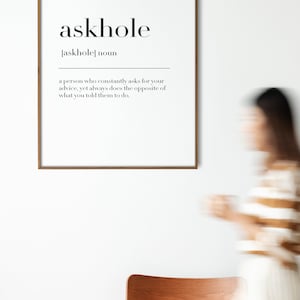 Askhole Definition Print, Askhole Print, Askhole Gift, Askhole Quote ...