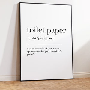 Toilet Paper Definition Print, Bathroom Wall Decor, Funny Bathroom Sign ...
