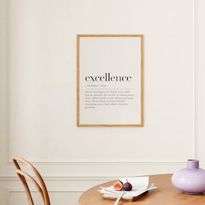 Excellence, Excellence Definition Print, Excellence Wall Art, Quote ...