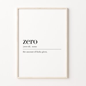 Zero Definition Print, Gifts for Zero, Zero Gifts, Zero Poster, Zero ...