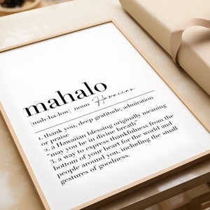 Mahalo, Mahalo Poster, Mahalo Print, Mahalo Definition Print, Hawaiian ...