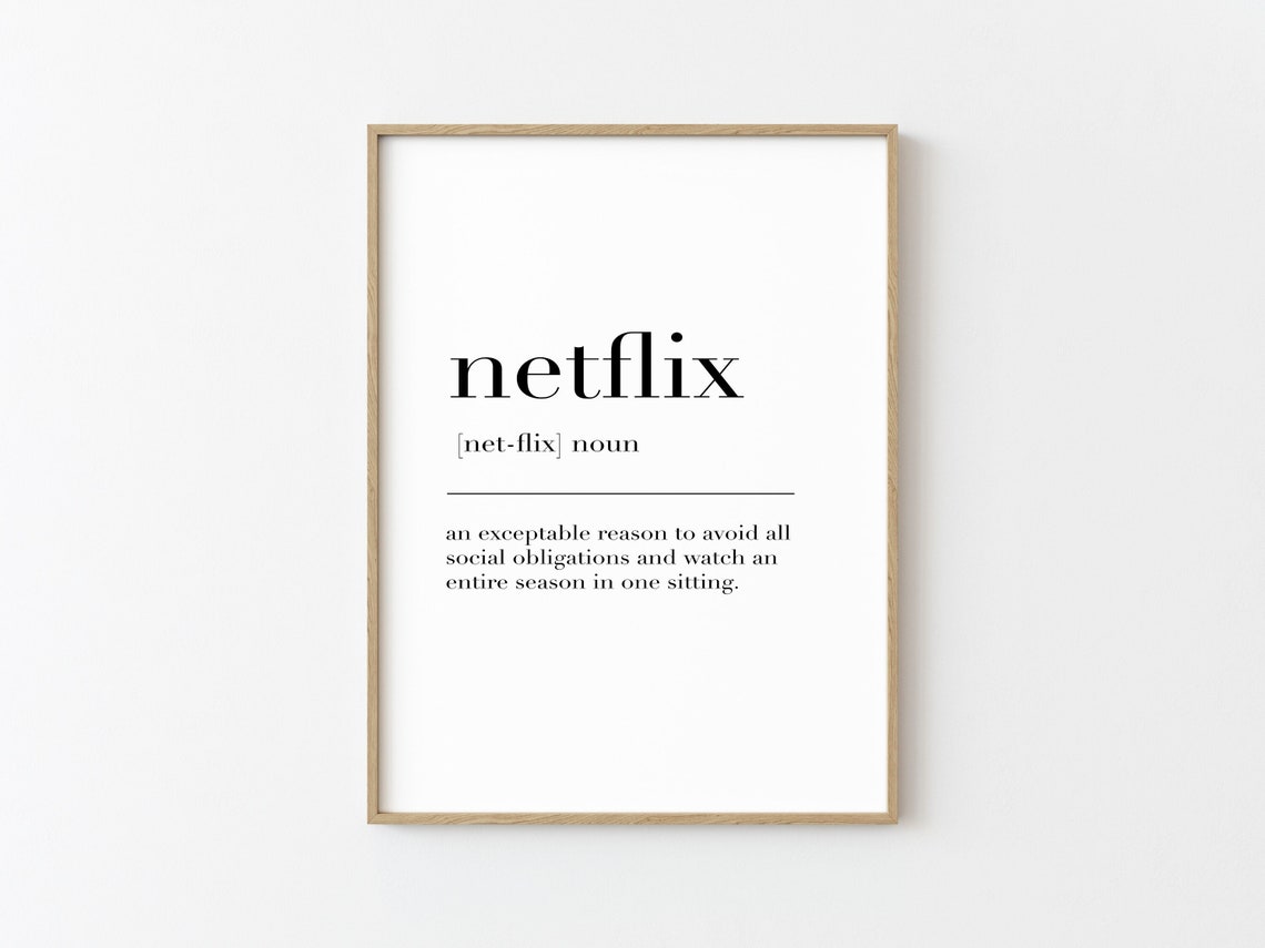 Netflix Netflix Print Netflix Poster Netflix Definition | Etsy