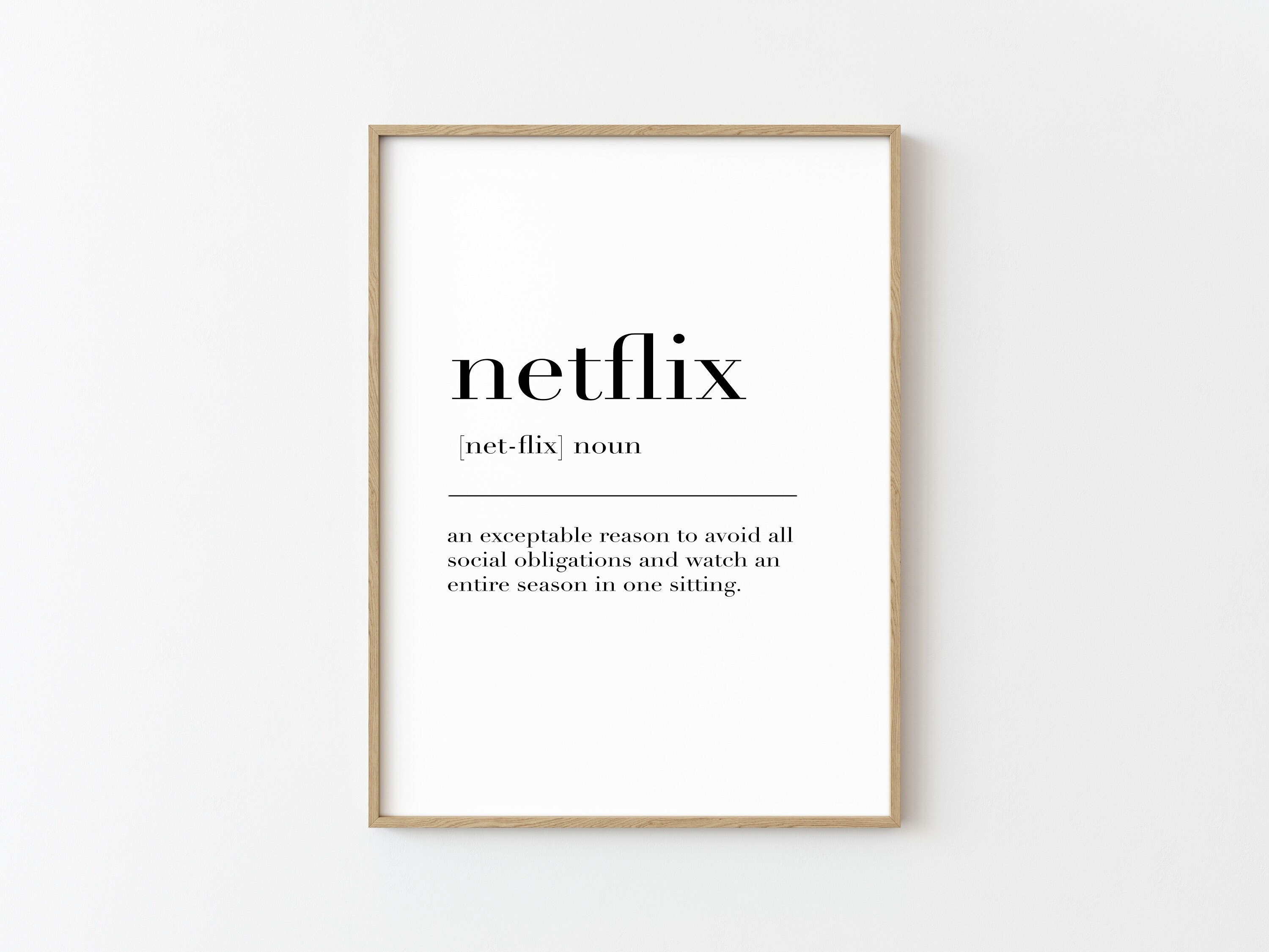 Netflix Netflix Print Netflix Poster Netflix Definition | Etsy