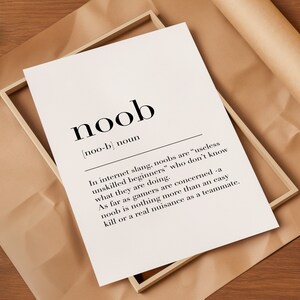 Noob, Noob Print, Noob Poster, Noob Definition, Noob Wall Decor Poster ...