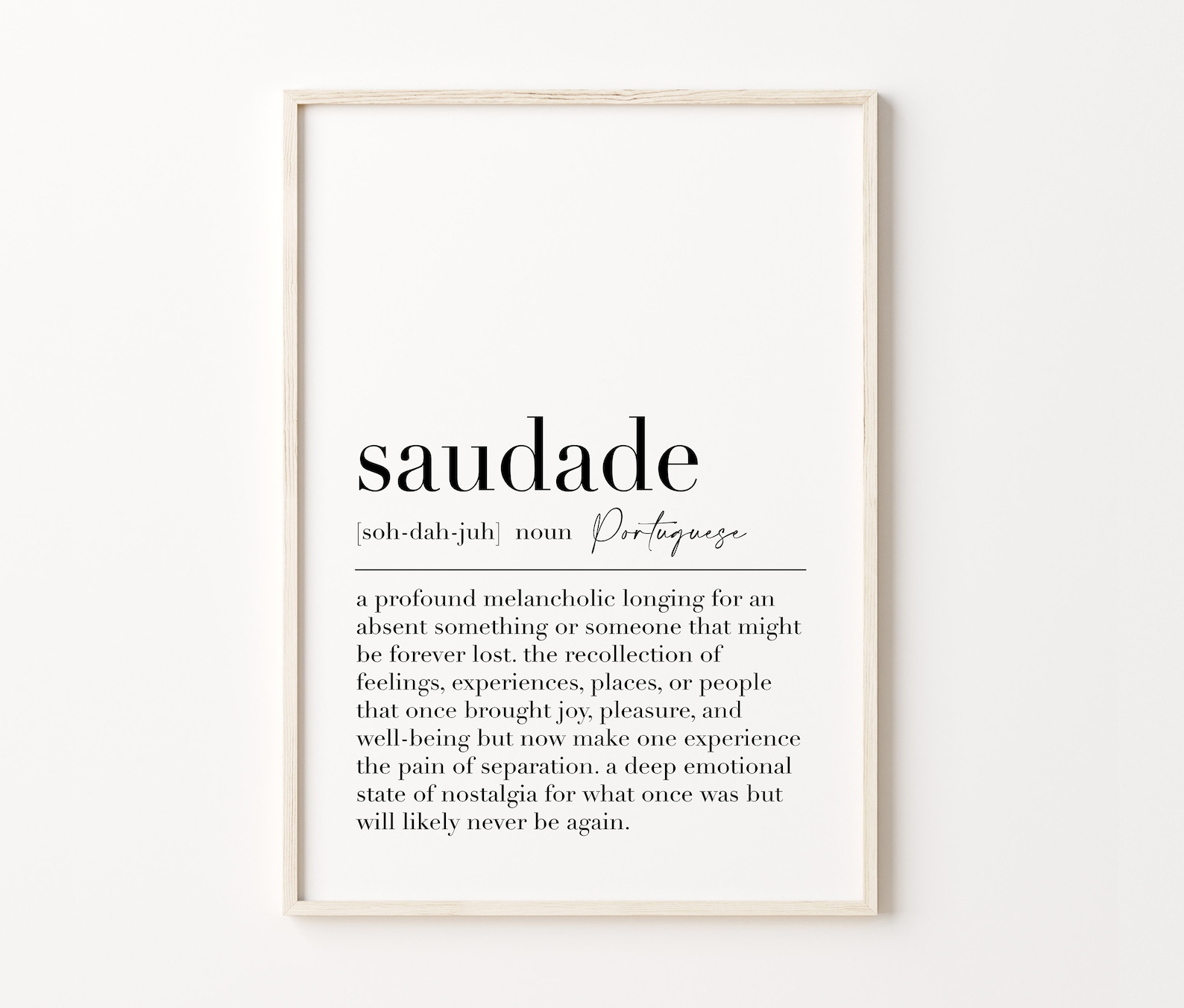 Saudade, Saudade Definition Print, Saudade Quote Print, Portuguese Home ...
