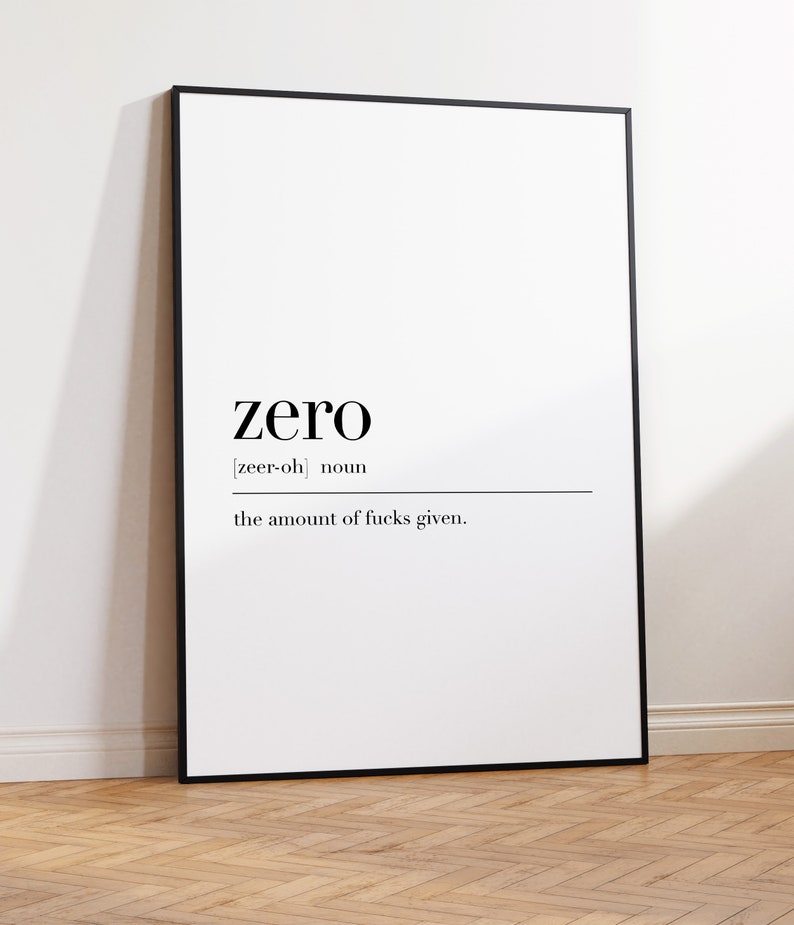Zero Definition Print, Gifts for Zero, Zero Gifts, Zero Poster, Zero ...