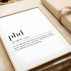 Phd, Phd Definition Print, Phd Quote Poster, Printable Print, Phd Quote ...