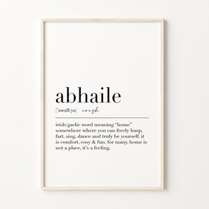 Abhaile Definition, Abhaile Poster, Abhaile Sign, Irish Home Decor ...