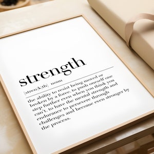 Strength, Strength Definition Poster, Strength Quote Art, Motivational ...
