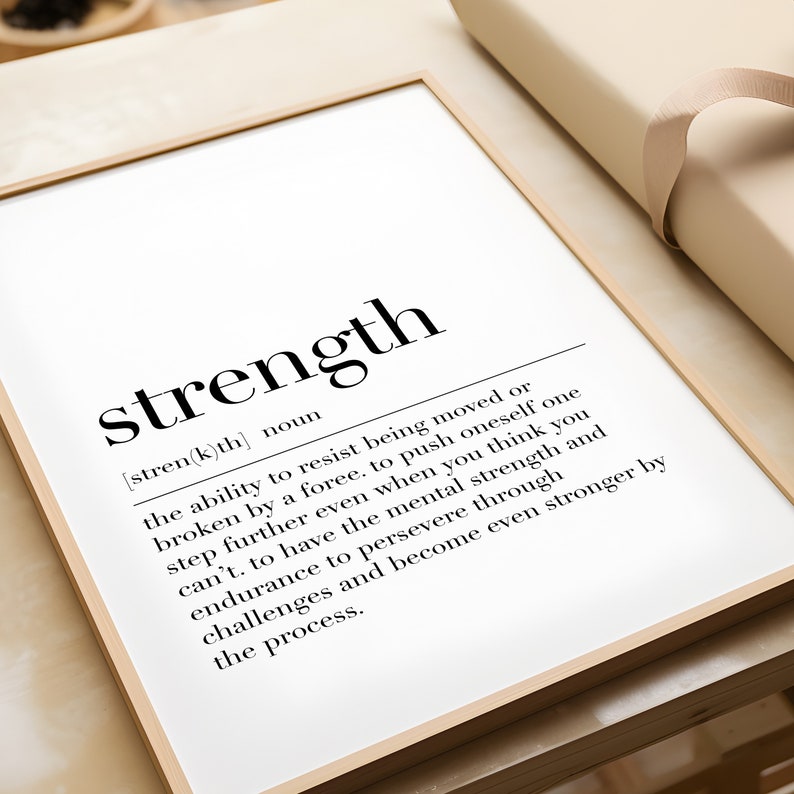 Strength, Strength Definition Poster, Strength Quote Art, Motivational ...