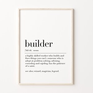 Builder Definition Print, Builder Quote Prints, Builder Poster, Builder ...