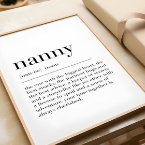 Nanny Definition Print, Gifts for Nanny, Nanny Print, Mother's Day ...