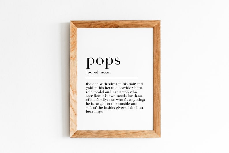 Pops Definition Print Gifts for Pops Grandpa Giftsgift for | Etsy