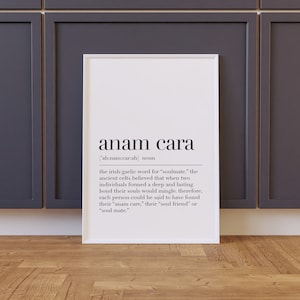 Anam Cara Definition Poster, Anam Cara Poster, Irish Print, Ireland ...