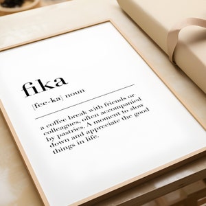 Fika Poster, Fika Print, Definition Poster, Scandinavian Art, Fika Wall ...