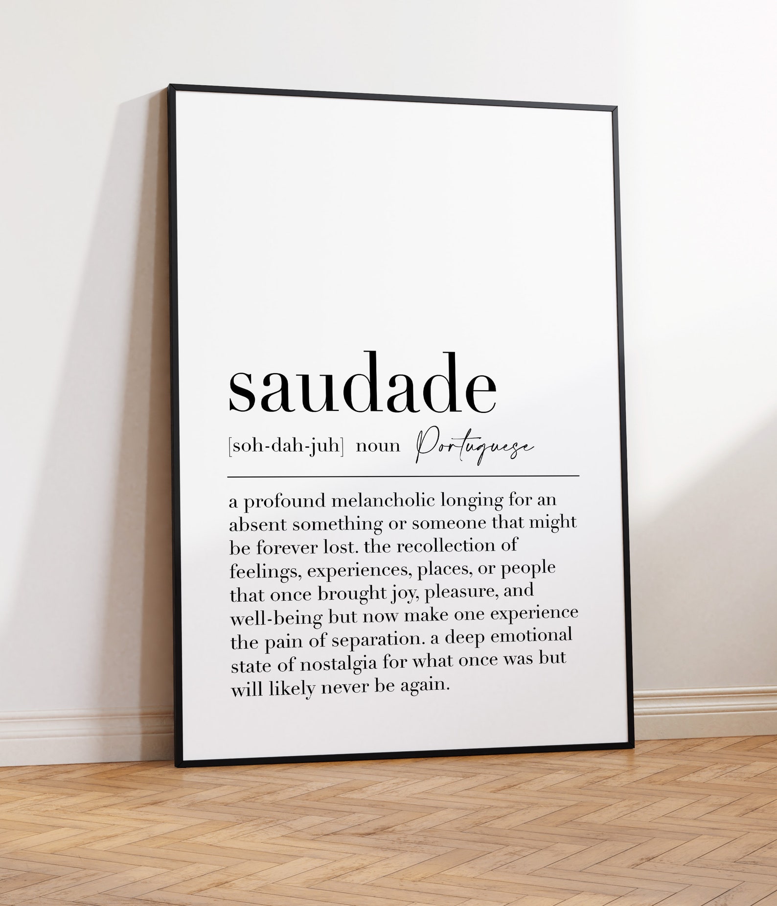Saudade, Saudade Definition Print, Saudade Quote Print, Portuguese Home ...