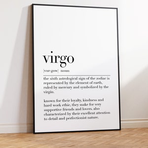 Virgo Definition, Virgo Quote Wall Art, Virgo Poster, Zodiac Sign Gift ...