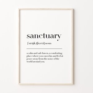 Sanctuary Definition Prints, Sanctuary Prints, Sanctuary Quote ...