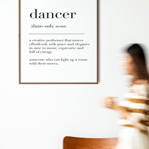 Gift for Dancer, Dancer Definition Print, Dancing Wall Art, Dance ...
