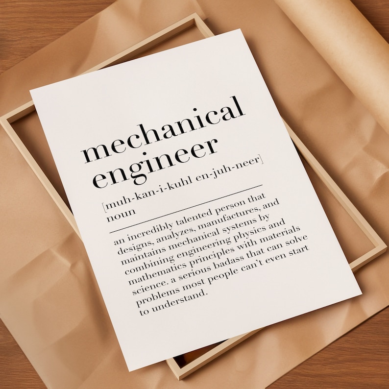 Mechanical Engineer Definition, Gift for Engineer, Engineer Quote Print ...