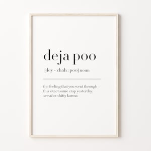 Deja Poo Definition, Bathroom Wall Decor, Bathroom Print, Deja Poo ...