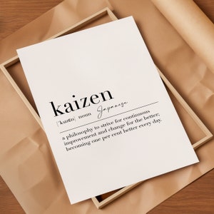 Kaizen, Kaizen Poster, Kaizen Quote Print, Kaizen Definition Poster ...