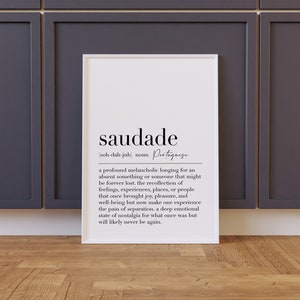Saudade, Saudade Definition Print, Saudade Quote Print, Portuguese Home ...
