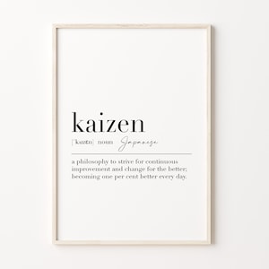 Kaizen, Kaizen Poster, Kaizen Quote Print, Kaizen Definition Poster ...