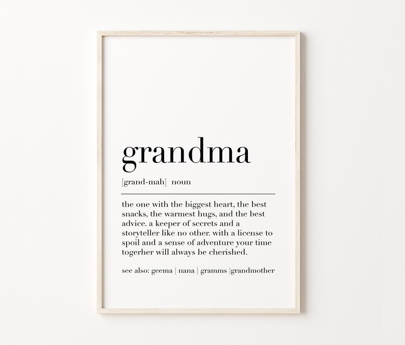 Grandma, Grandma Definition Print, Grandma Wall Art Decor, Grandma ...