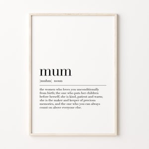 Mum Definition Print, Gifts for Mum, Mum Gifts, Mummy, Family Prints ...