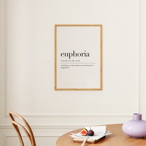 Euphoria, Euphoria Definition Print, Euphoria Quote Wall Art, Living ...