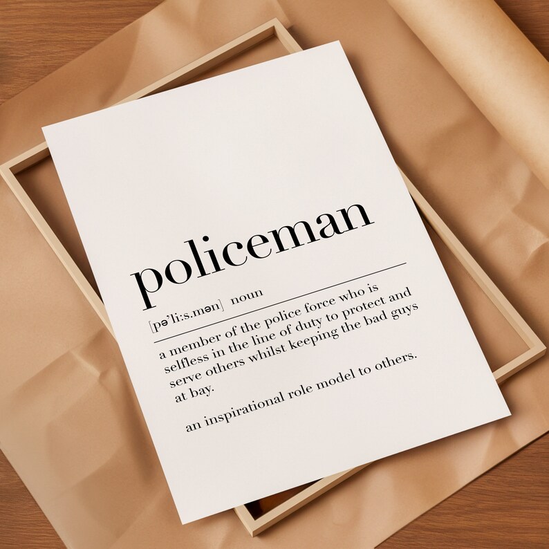 Policeman, Policeman Definition Print, Policeman Quote Poster, Wall Art ...