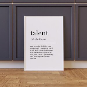 Talent, Talent Print, Talent Poster, Talent Definition Print, Talent ...